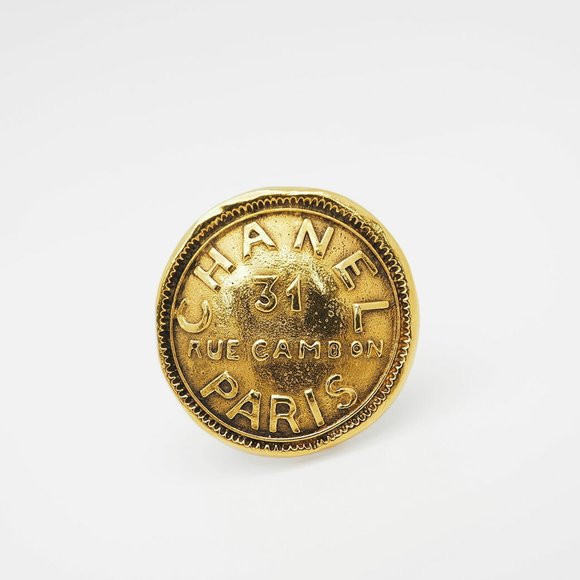 CHANEL | Jewelry | Chanel Vintage Cambon Brooch 3 Rue Cambon Logo Gold ...